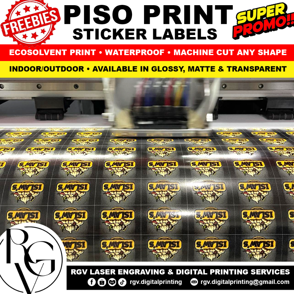 PISO PRINT STICKER LABEL Waterproof Vinyl Milk Tea Coffee Frozen ...