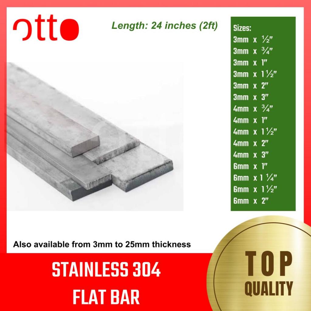 (Length: 2FT/24 inches) Stainless 304 Flat Bar 3mm 4mm 6mm thickness ...