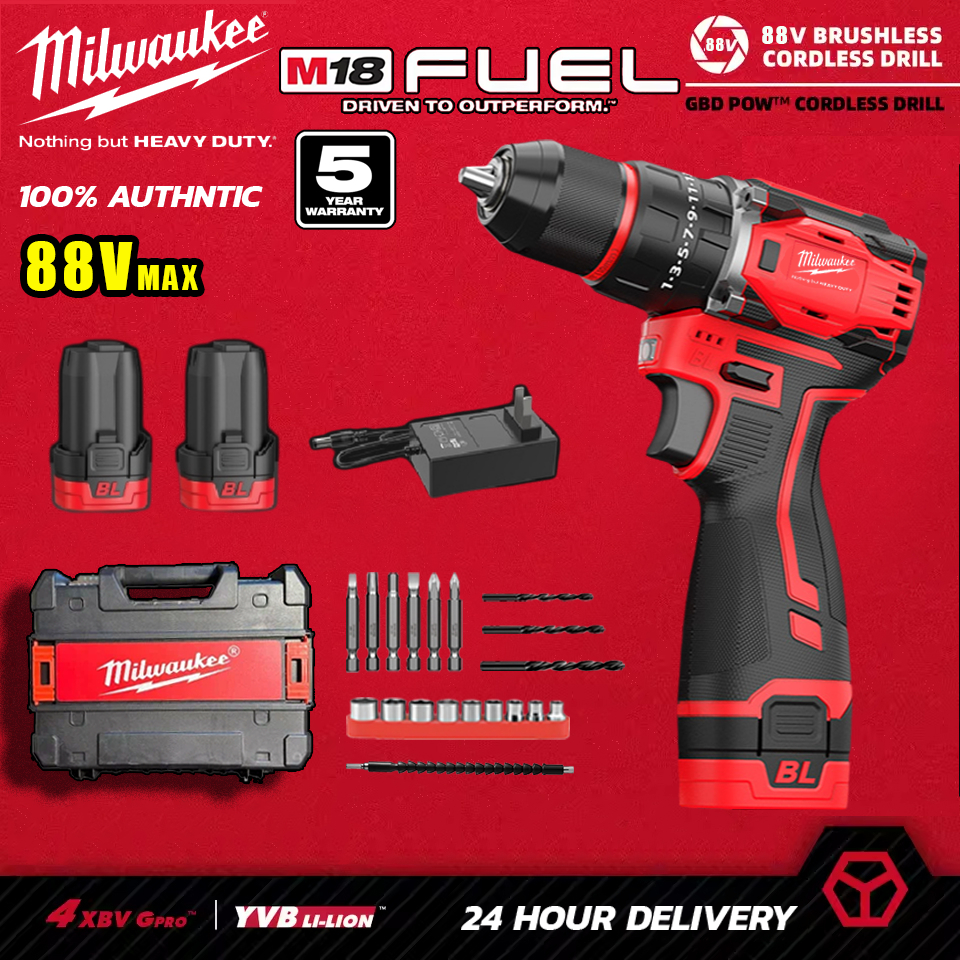 Milwaukee Cordless Drill Electric impact with hammer Drill Barena ...