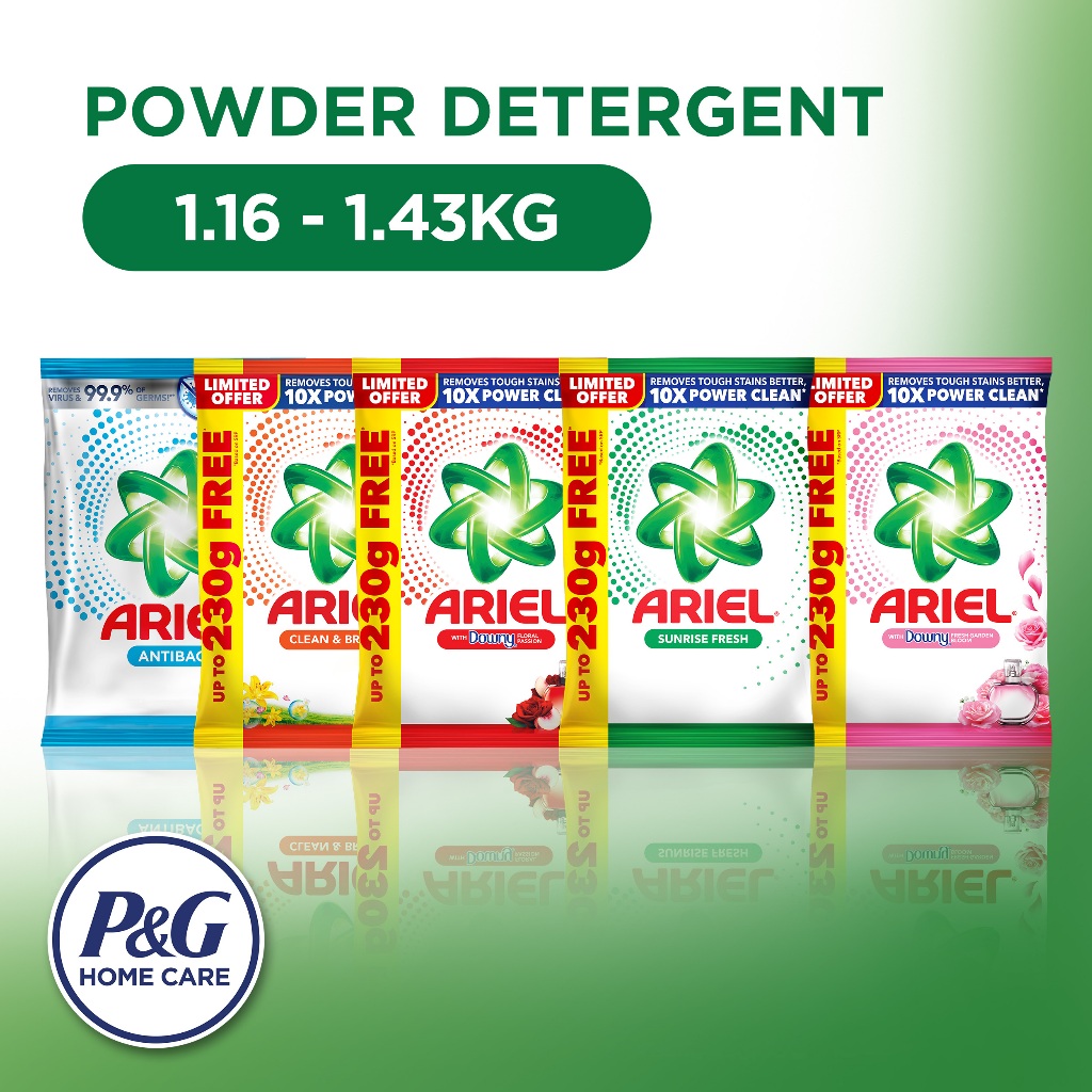 Ariel Powder Detergent Sunrise Fresh Floral Passion Antibac Clean & Bright 1.16KG - 1.43KG Bag ...