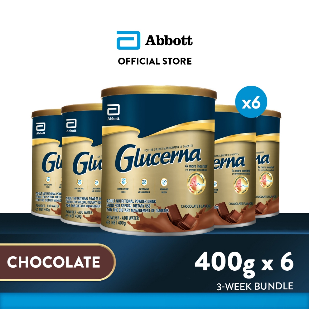 Glucerna Chocolate 400g Bundle of 6 for Diabetic Nutrition Powder Milk ...