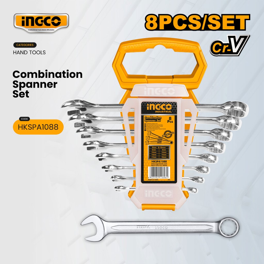 Ingco 8pcs Combination Spanner Set Metric Wrench Set Hand Tools Kit ...