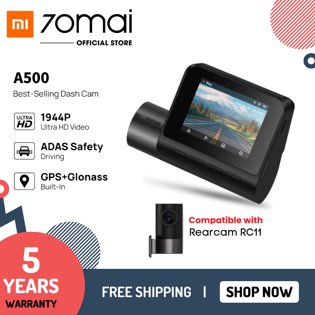 70mai A500 Dash Cam | 140 Wide Angle FOV | 4G Connectivity | 1944P HDR ...
