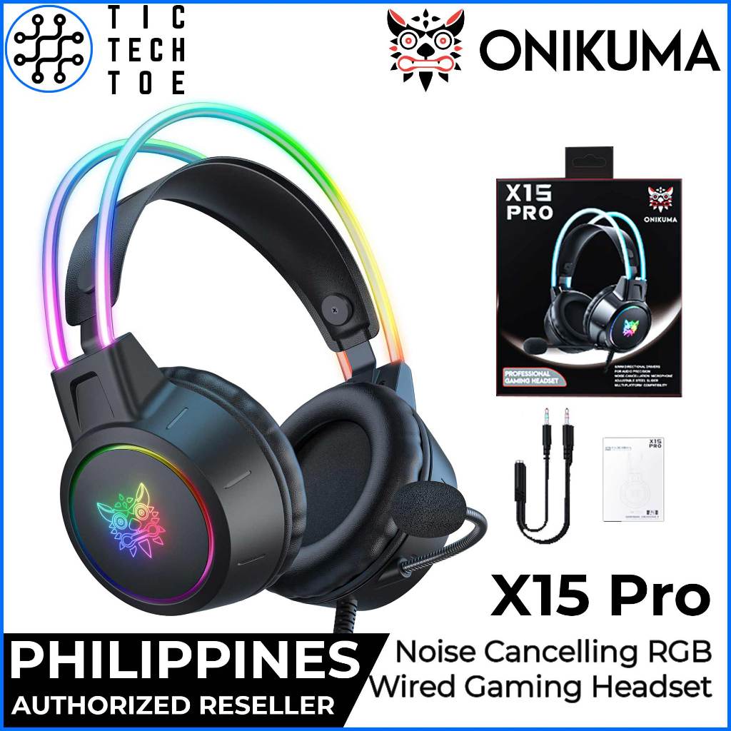 Onikuma X15 Pro Noise Cancelling RGB Lighting Wired Gaming Headset PS5 ...