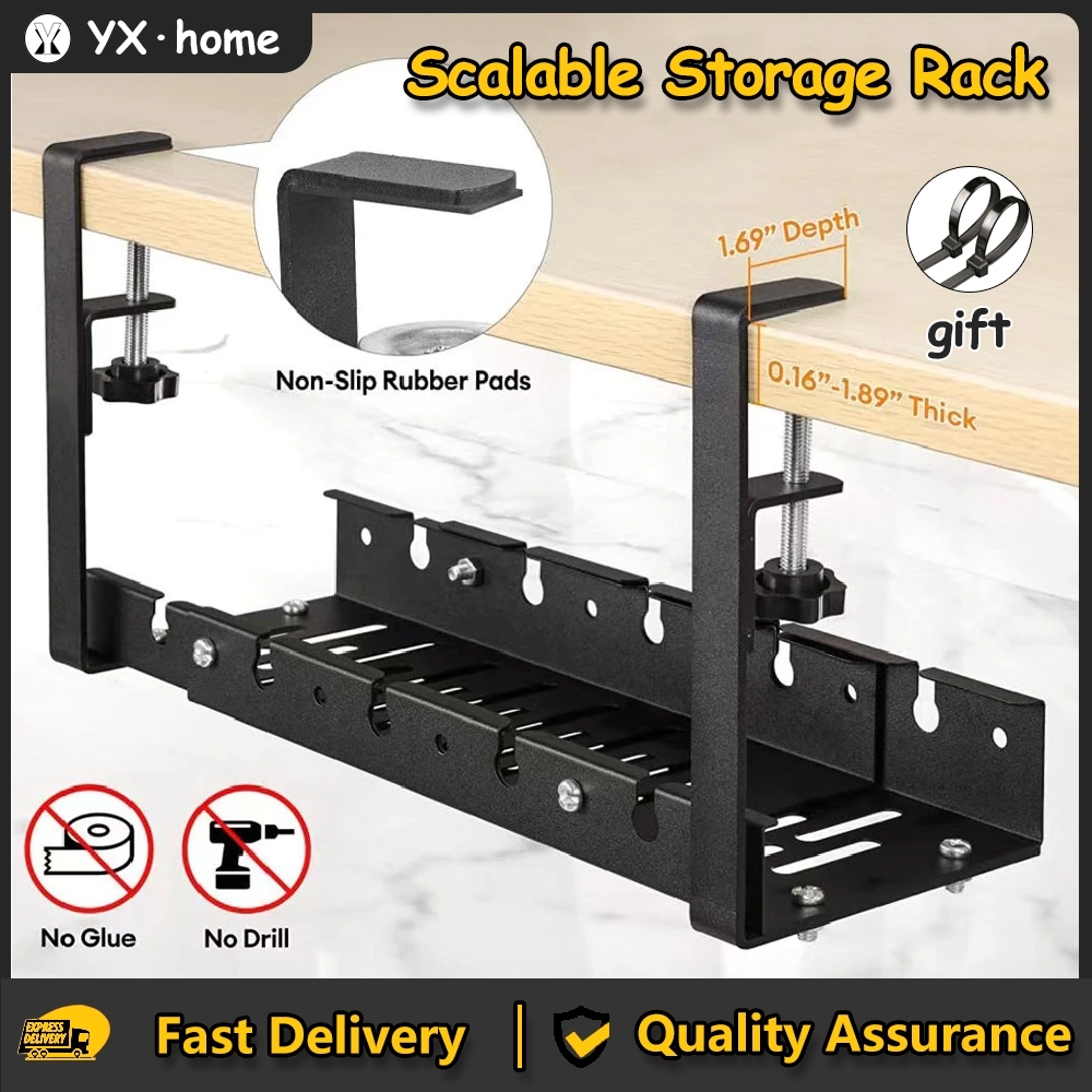 Under Table Wire Organizer No-Drill Cable Management Under Table ...
