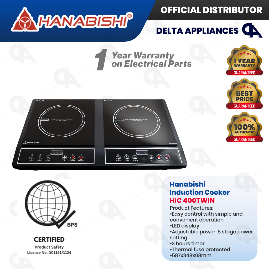Hanabishi Induction Cooker Double 8 Stage Power Setting Original 1 Year ...