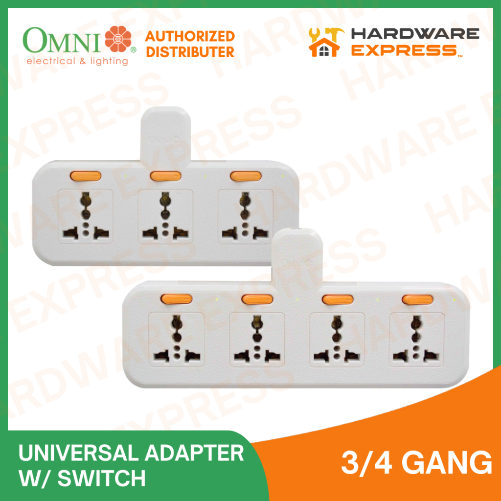 OMNI Universal Adapter with Switch 3 / 4 Gang Outlets WUA-032 WUA-042 ...