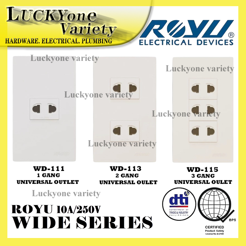 WD-111/WD-113/WD-115 WIDE SERIES 1,2,3 GANG UNIVERSAL OUTLET (ROYU ...