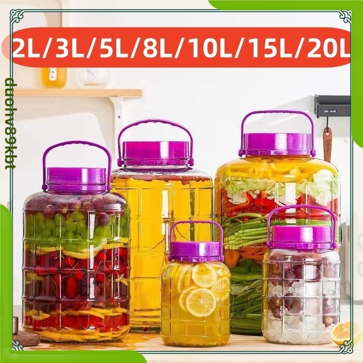 20L/15L/10L/8L glass pickle jar wine jar airtight container food ...
