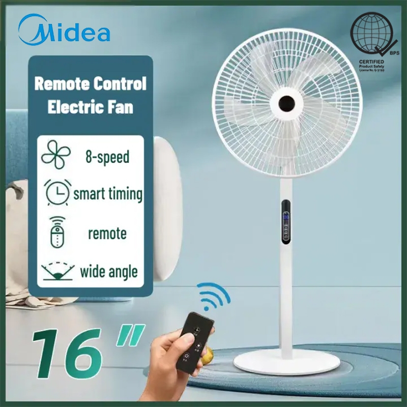 Midea 16 inch remote control floor fan 5-blade strong wind electric fan ...