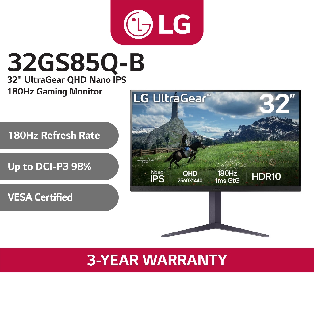 LG 32GS85Q-B 32” Ultragear™ QHD Nano IPS 180Hz Gaming Monitor | 1ms ...