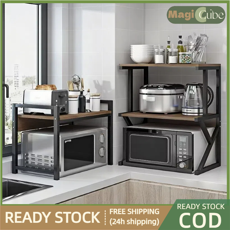 Kitchen Microwave Oven Rack 2/3 Layer Telescopic Adjustable Height ...