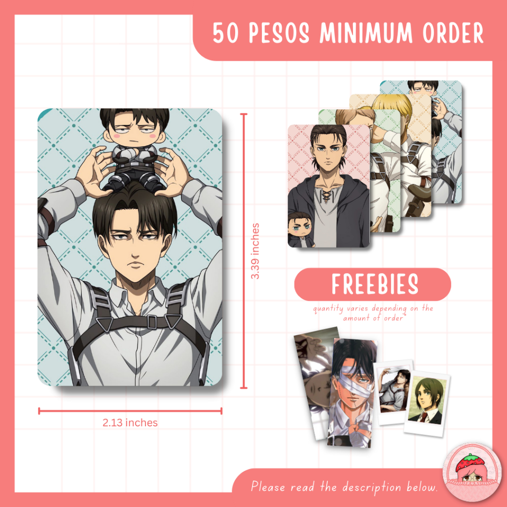 [4 PCS SET] ATTACK ON TITAN AOT PLUSHIE ANIME PC PHOTOCARD UNOFFICIAL ...