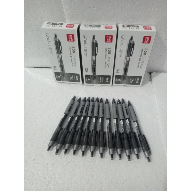 deli sign pen 0.5mm,black per box /12pcs w/soft rubber grip , and easy ...