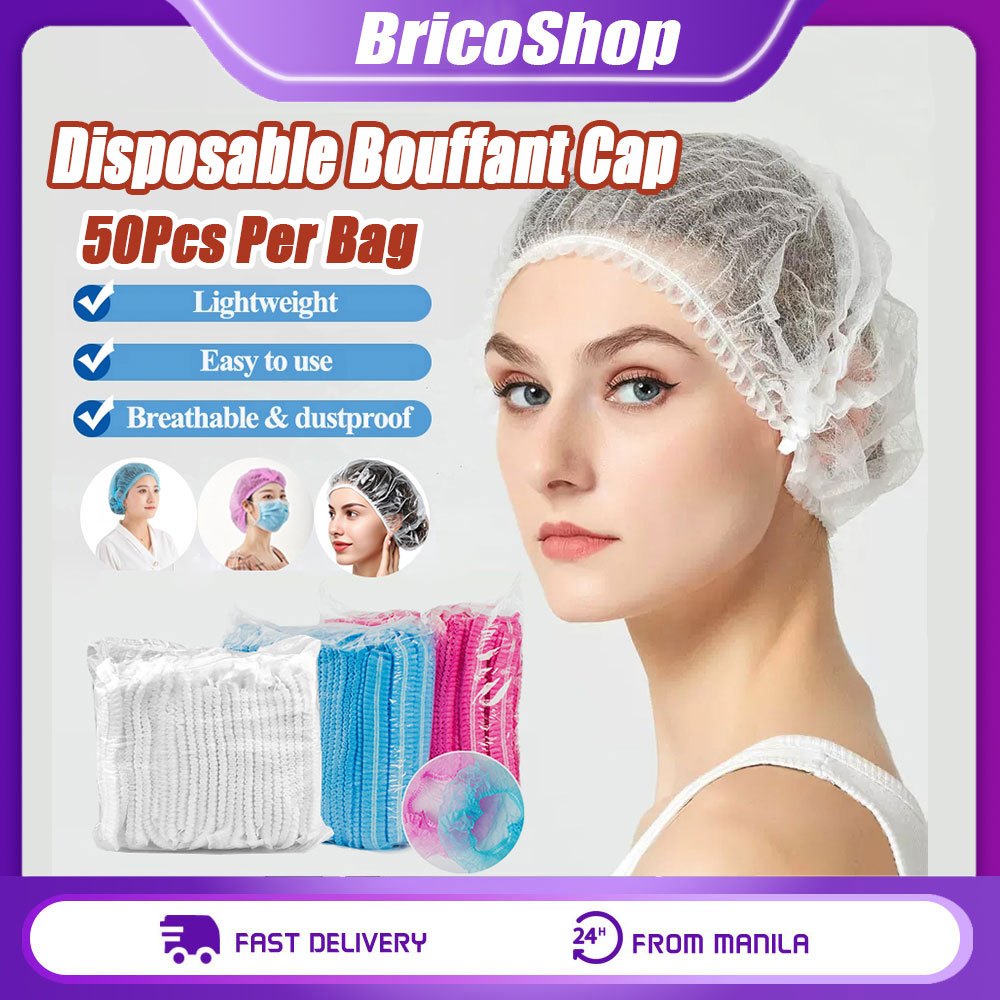 50Pcs Disposable Non Woven Cap Medical Shower Cap/Surgical Cap/Bouffant ...
