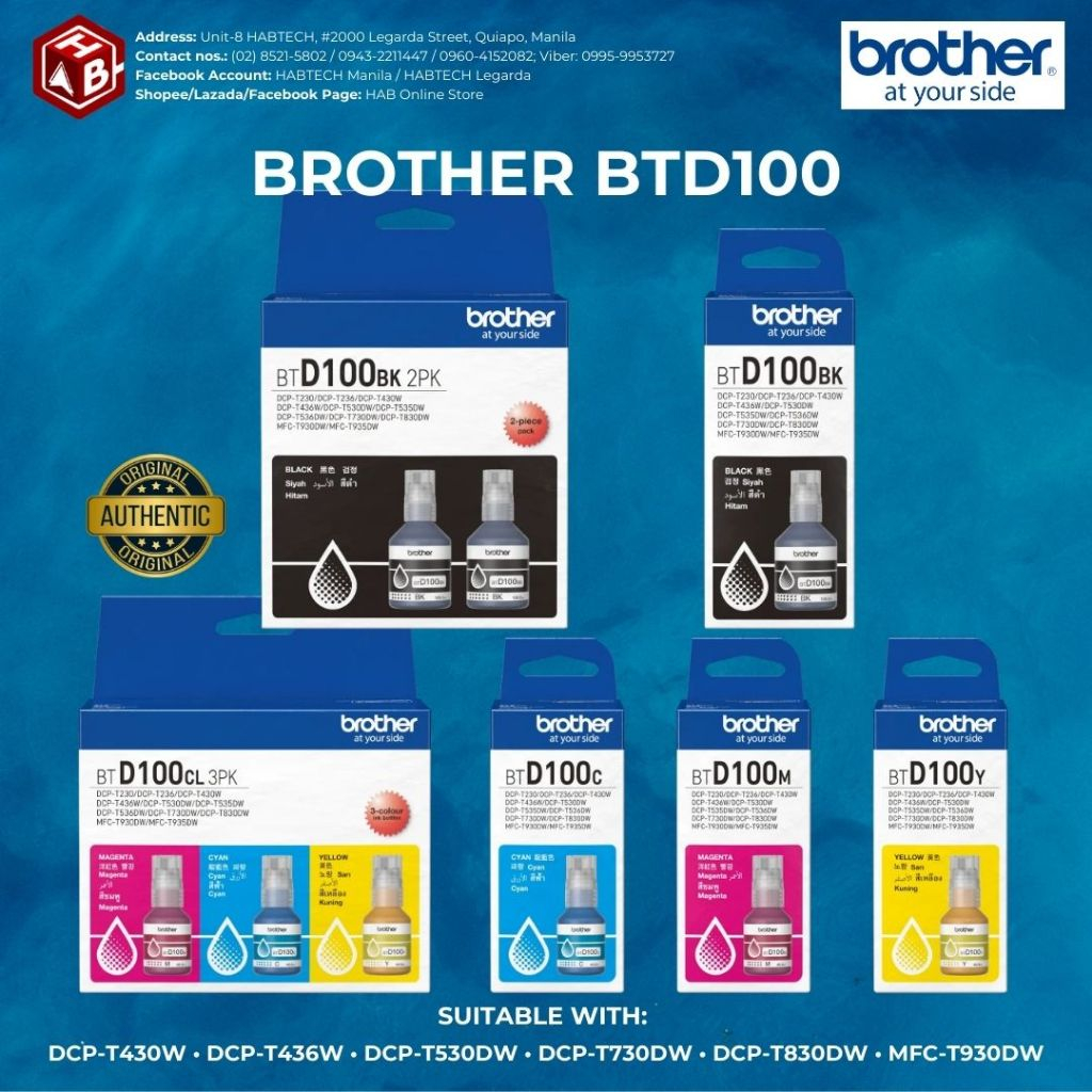 Brother BTD100 - BTD100BK / BTD100CMY / BTD100BK 2PK / BTD100CL 3PK Ink ...