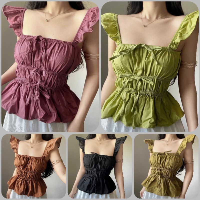 Sanina Womens | #5044/5106 Two Way Cotton Linen Coquette Ladies Crop ...