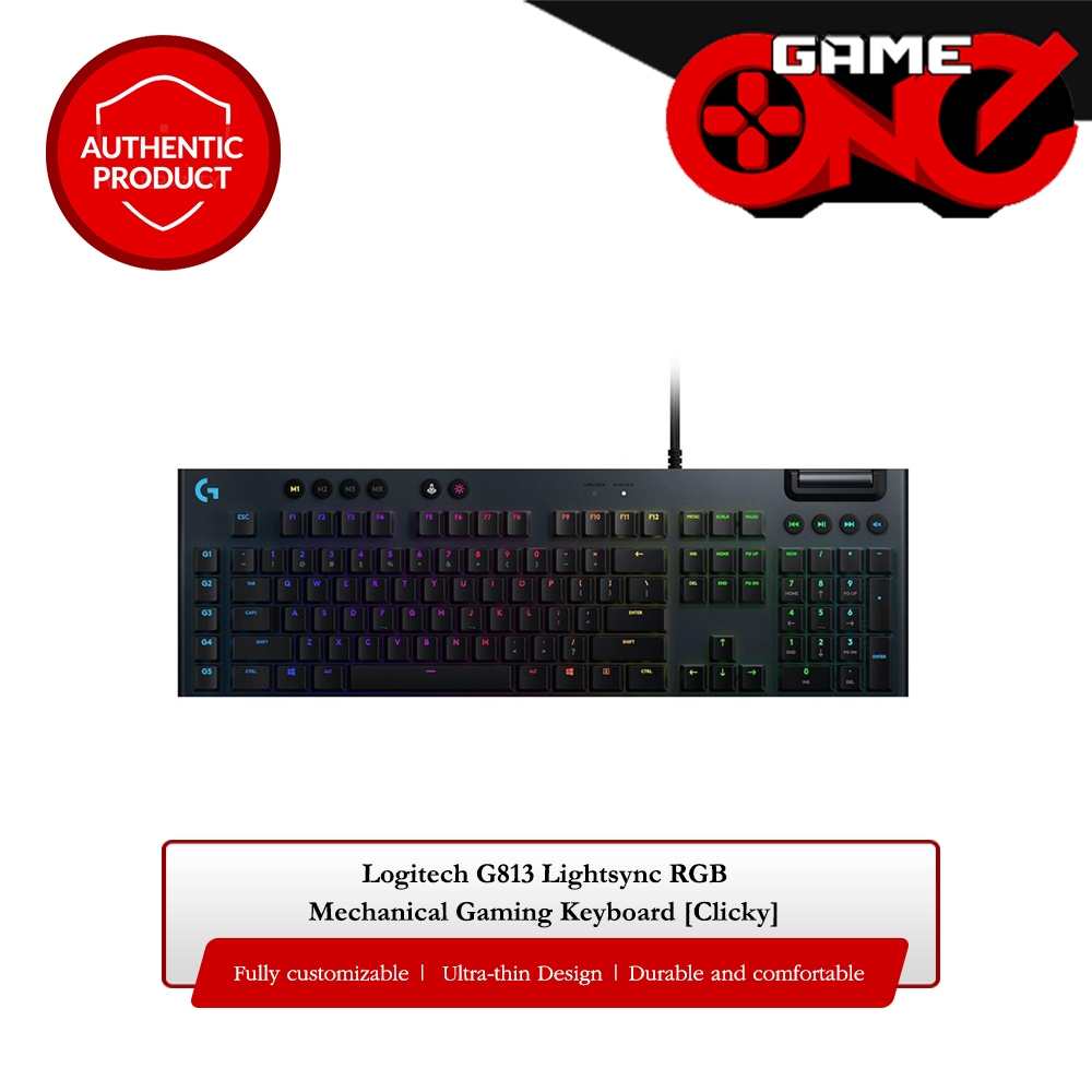 Logitech G813 Lightsync RGB Mechanical Gaming Keyboard [Clicky ...