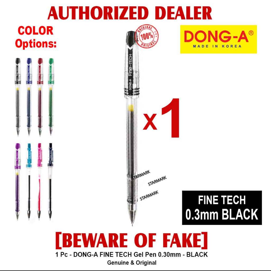 Dong A FINE TECH Pen Pens Gel Ink 0.3mm KOREA Black Blue Red Green ...