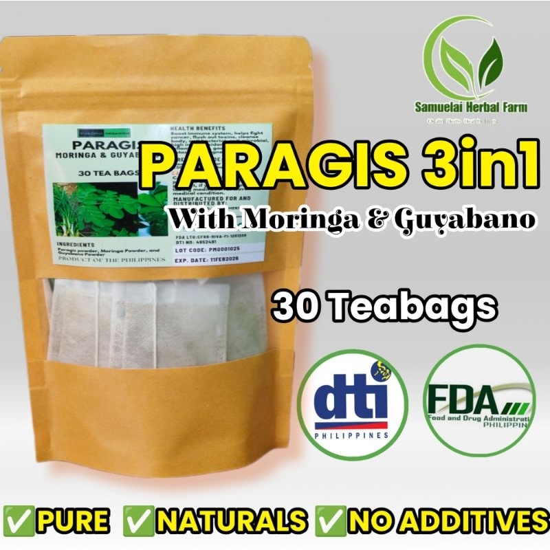 PARAGIS WITH MORINGA and GUYABANO TEA 30 TEABAGS/ FDA REGISTERED /ALL ...