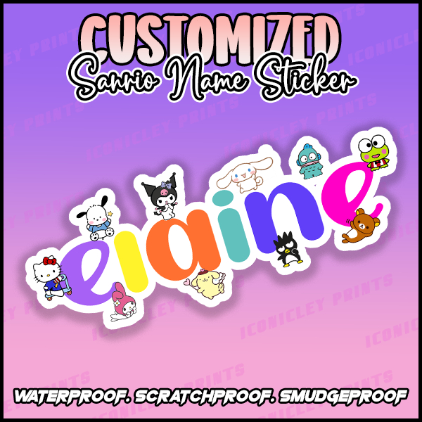[ Customized ] Sanrio Customized Name Sticker for Tumblers Laptop Car ...