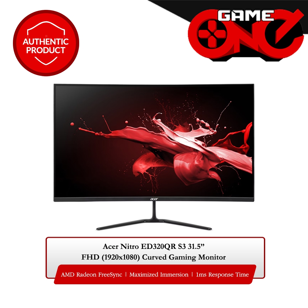 Acer Nitro ED320QR S3 31.5” FHD (1920x1080) VA 180Hz 1ms Curved Gaming ...