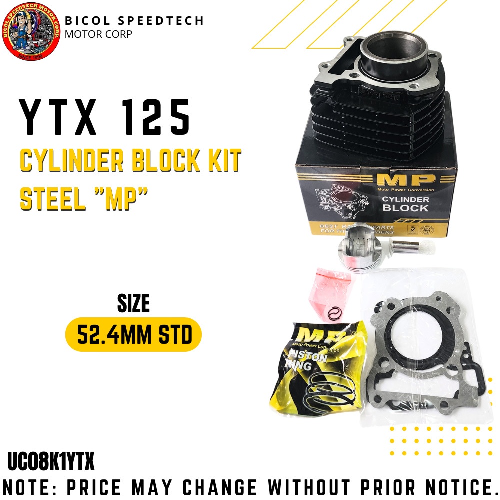 YTX 125 CYLINDER BLOCK KIT STEEL 52.4MM STD "MP" (UC08K1YTX) | Shopee ...