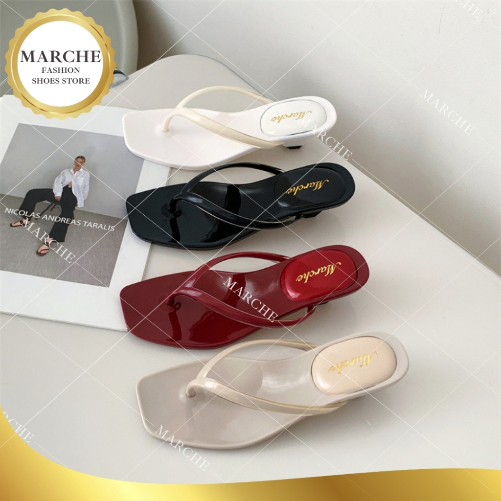 Marche Women’s Korean Style Summer Sandals – 1" Thin Heel, Simple ...