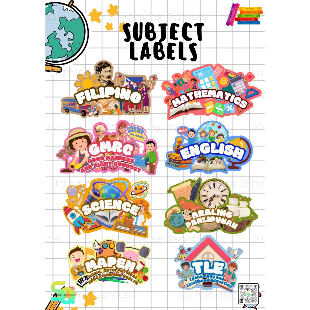 Subject Label & Personalized Name, Grade, Teacher Label Sticker per ...