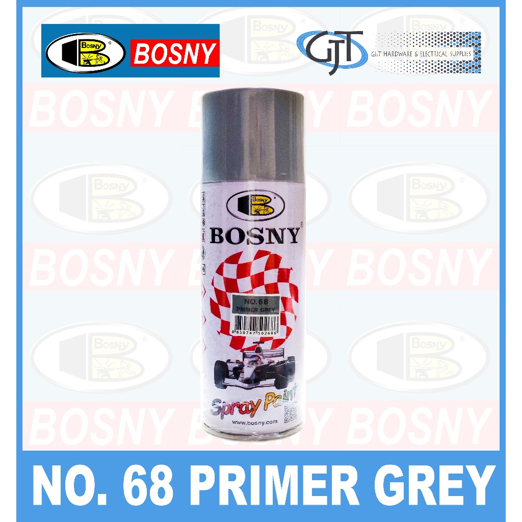 BOSNY 100% ACRYLIC SPRAY PAINT - #68 PRIMER GRAY/GREY | Shopee Philippines