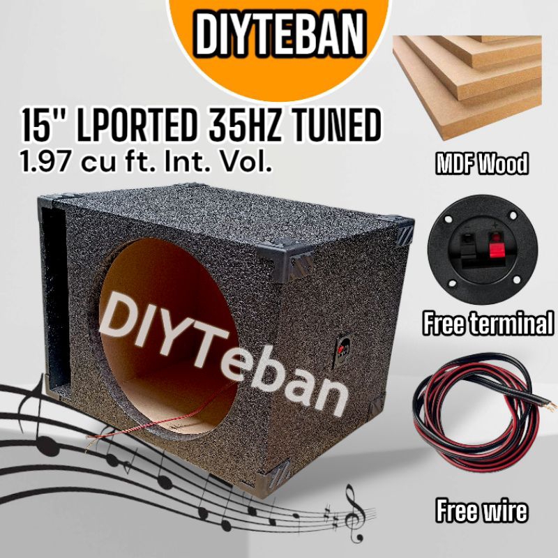 D15 Ported Subwoofer Box 15 inch MDF Lported 35hz tuning Black Textured ...