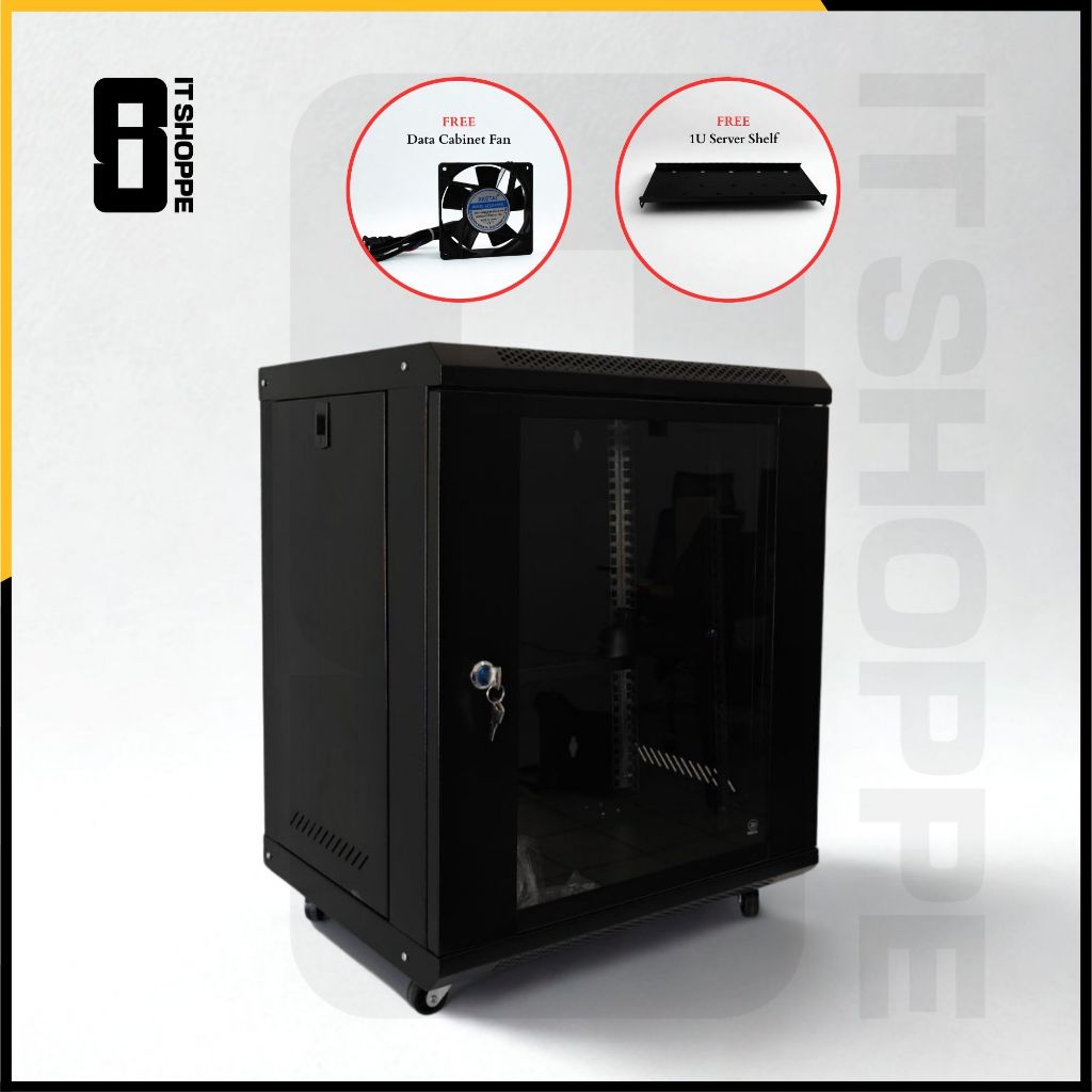 12U Data Cabinet Wall Mounted w/ Shelf and Fan for CCTV, Network ...