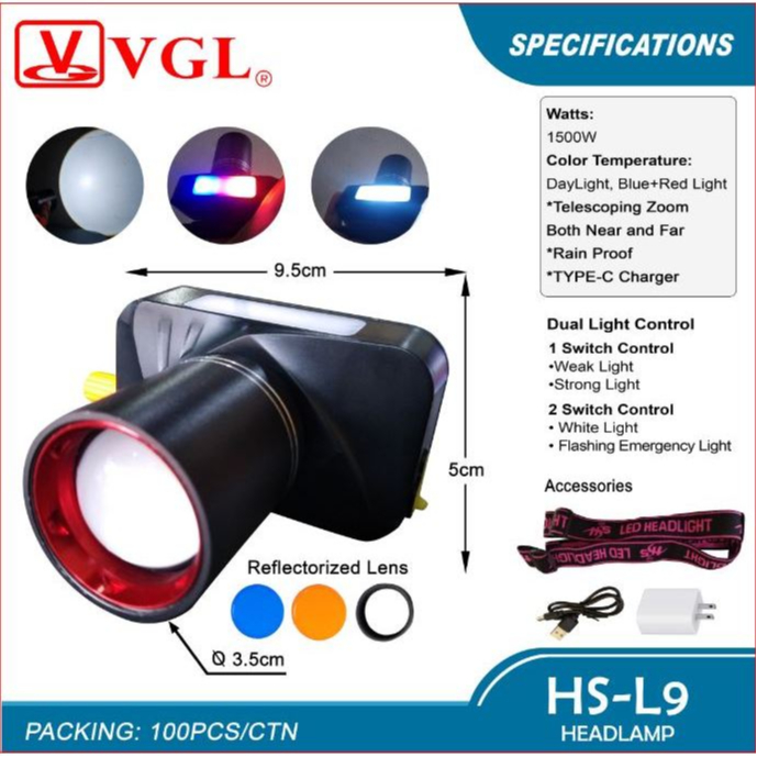 VGL TELESCOPIC HEADLAMP DUAL LIGHT ( HS-L9 ) | Shopee Philippines