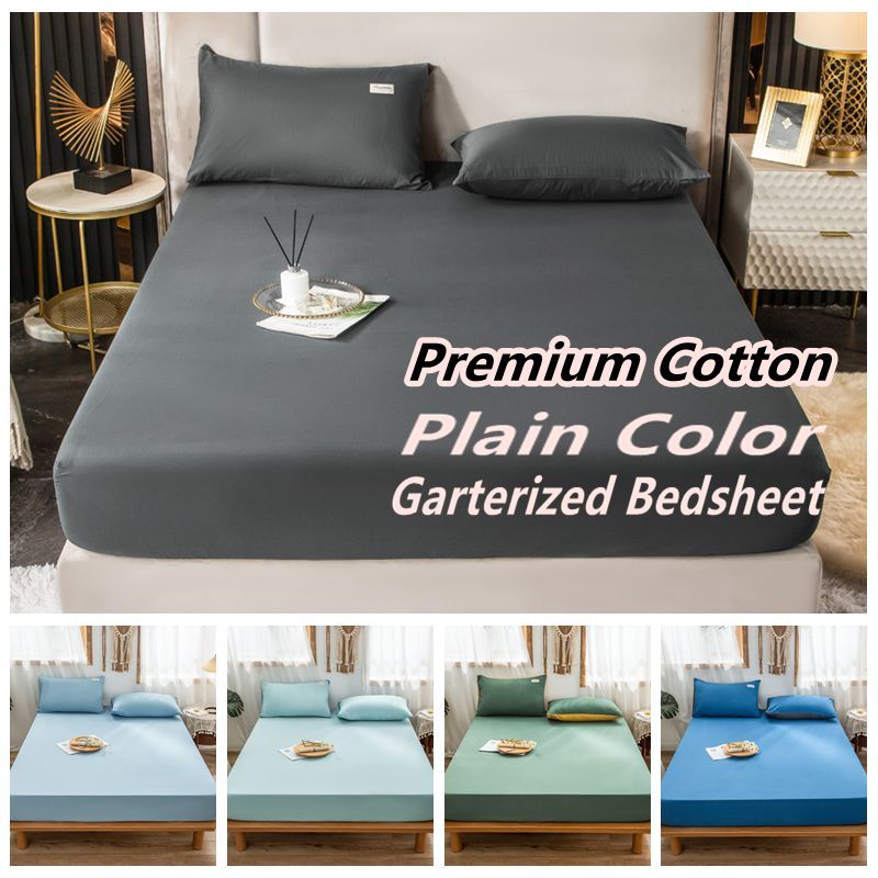 Premium Cotton Full Garterized Bedsheet No Lukot No Gusot Soft Bed ...