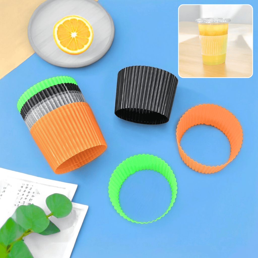 50PCS Plastic Corrugated Cup Sleeves Hot/Cold Disposable 90mm/95mm Cup ...