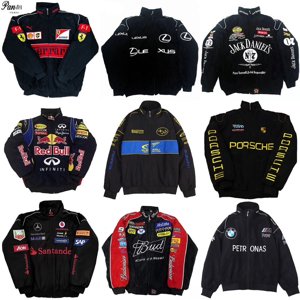Panda Ferrari Jacket Retro Outdoor Cycling Jackets F1 Embroidery Jersey ...