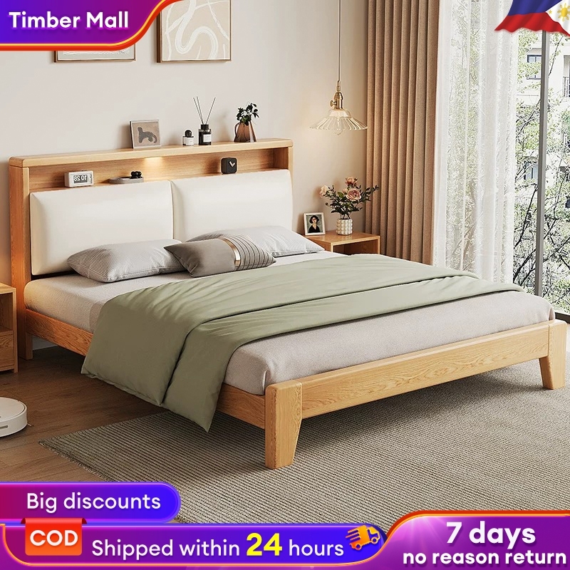 Solid Wood Bed Frame Queen Size Family Single Double Bed 2M Long ...
