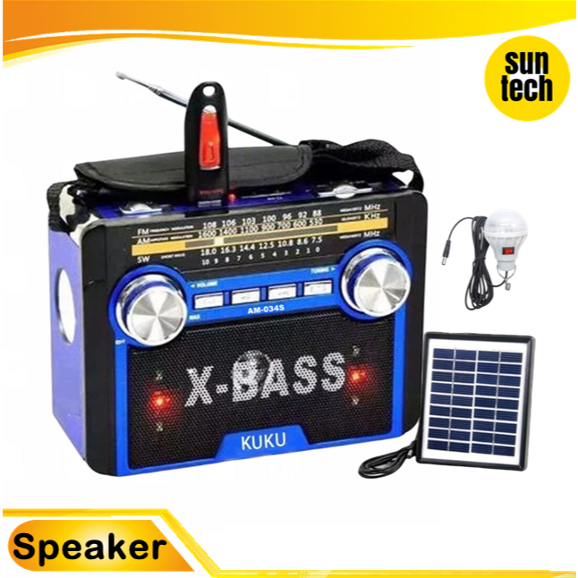 AM-034S X-BASS FM/AM /SW 3 Band Radio Antenna Rechargeable USB Speaker ...