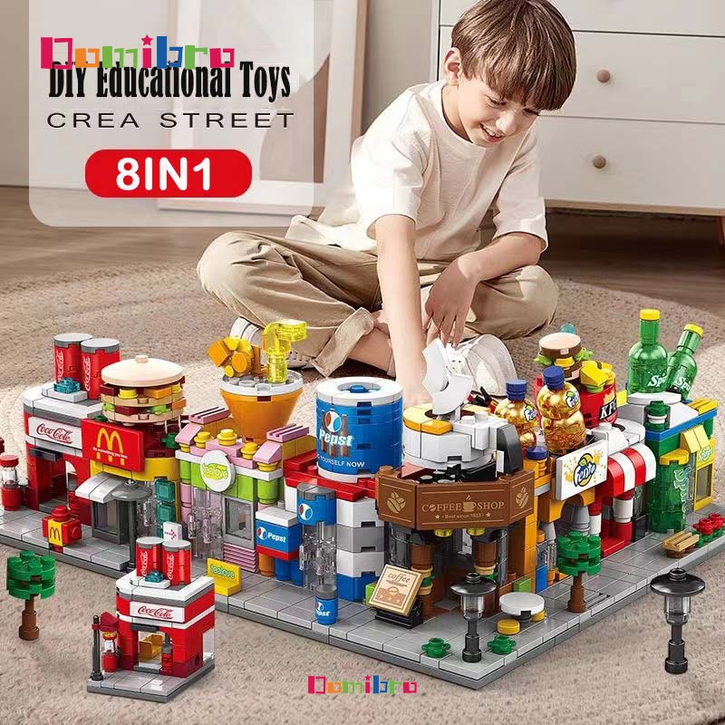 Mini City Street View Building Blocks Toys McDonald's House 3D Model ...