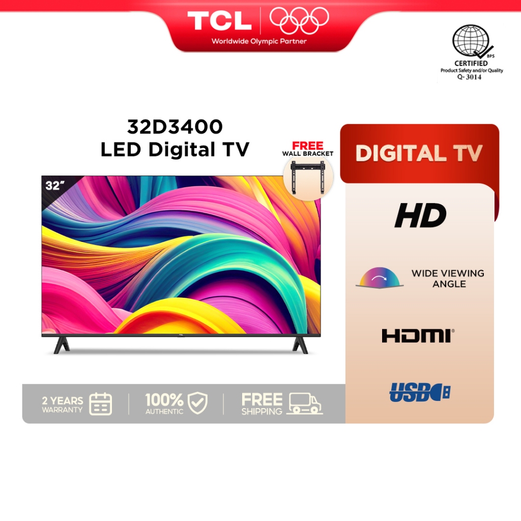 TCL 32 Inch Basic LED Digital TV - 32D3400 (Digital ISDBT Tuner, USB Function) | Shopee Philippines
