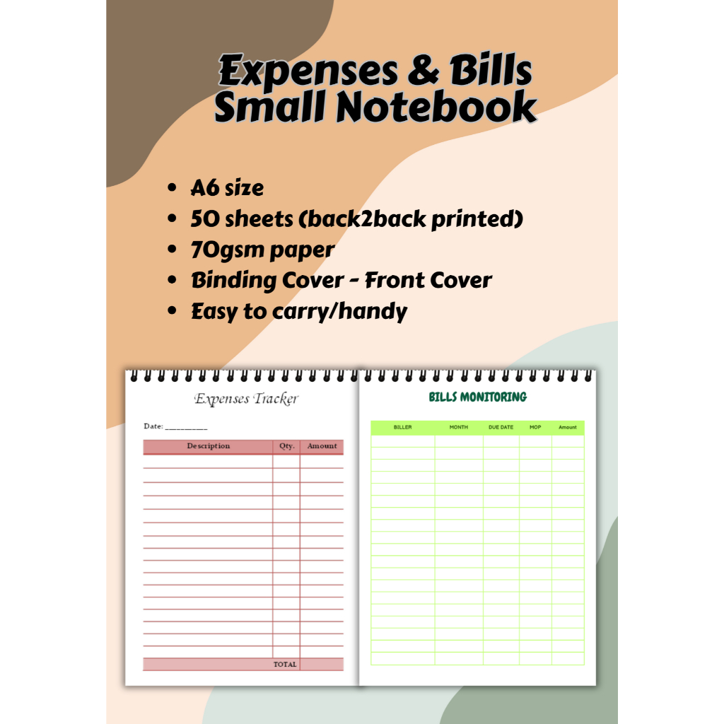 Expenses & Bills Small Notebook A6 size | Shopee Philippines