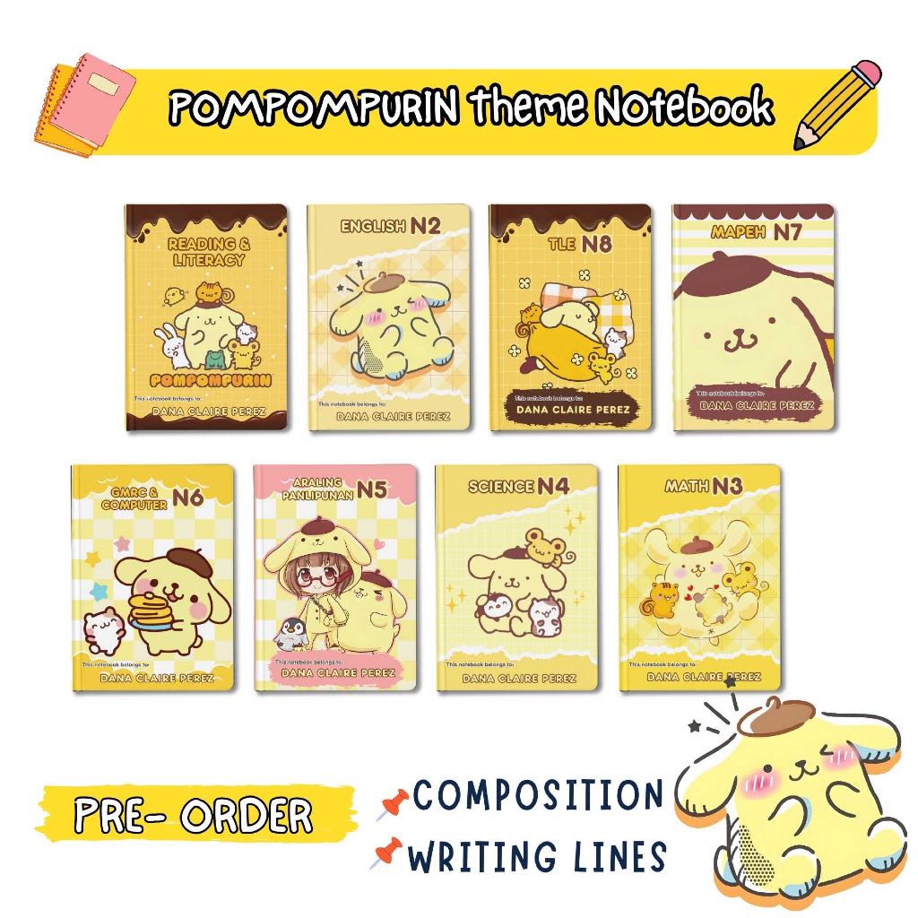 PRE-ORDER POMPOMPURIN THEME NOTEBOOKS (composition, writing) | Shopee ...