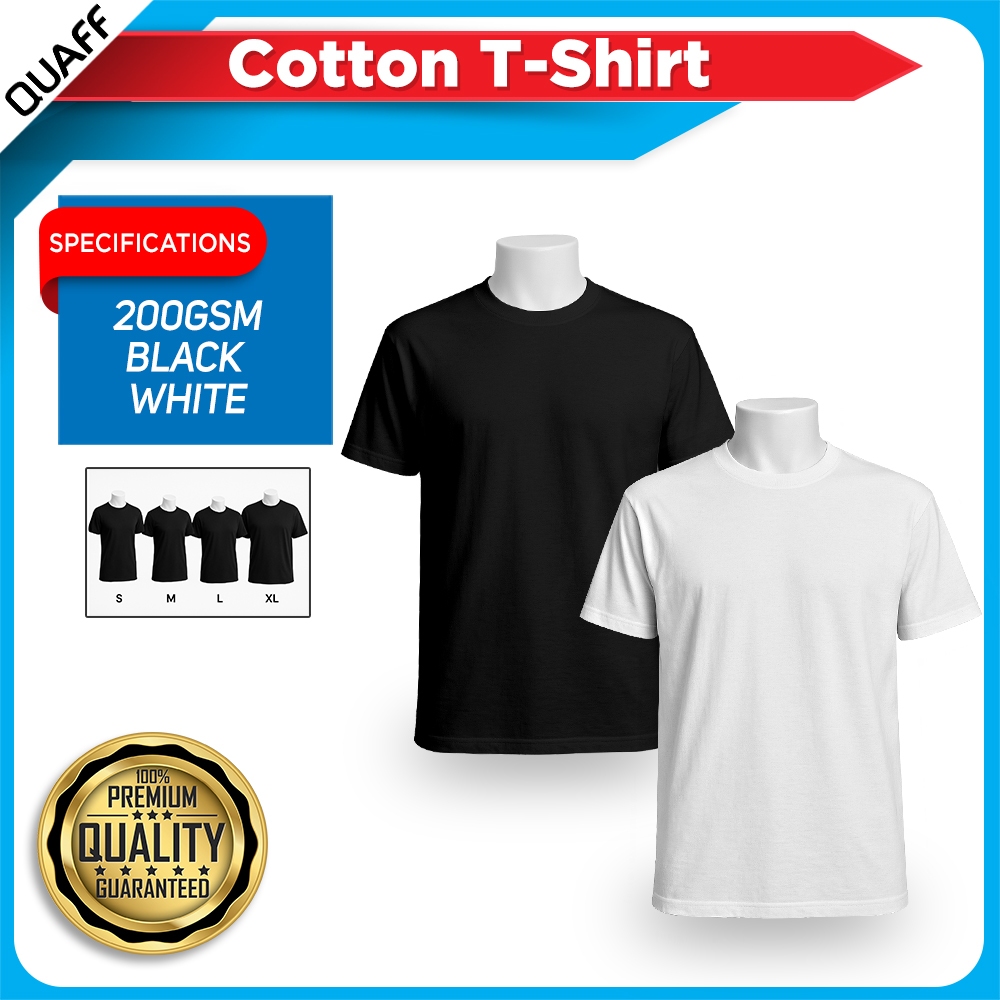 Quaff CVC Cotton T-Shirt White | Black | Shopee Philippines