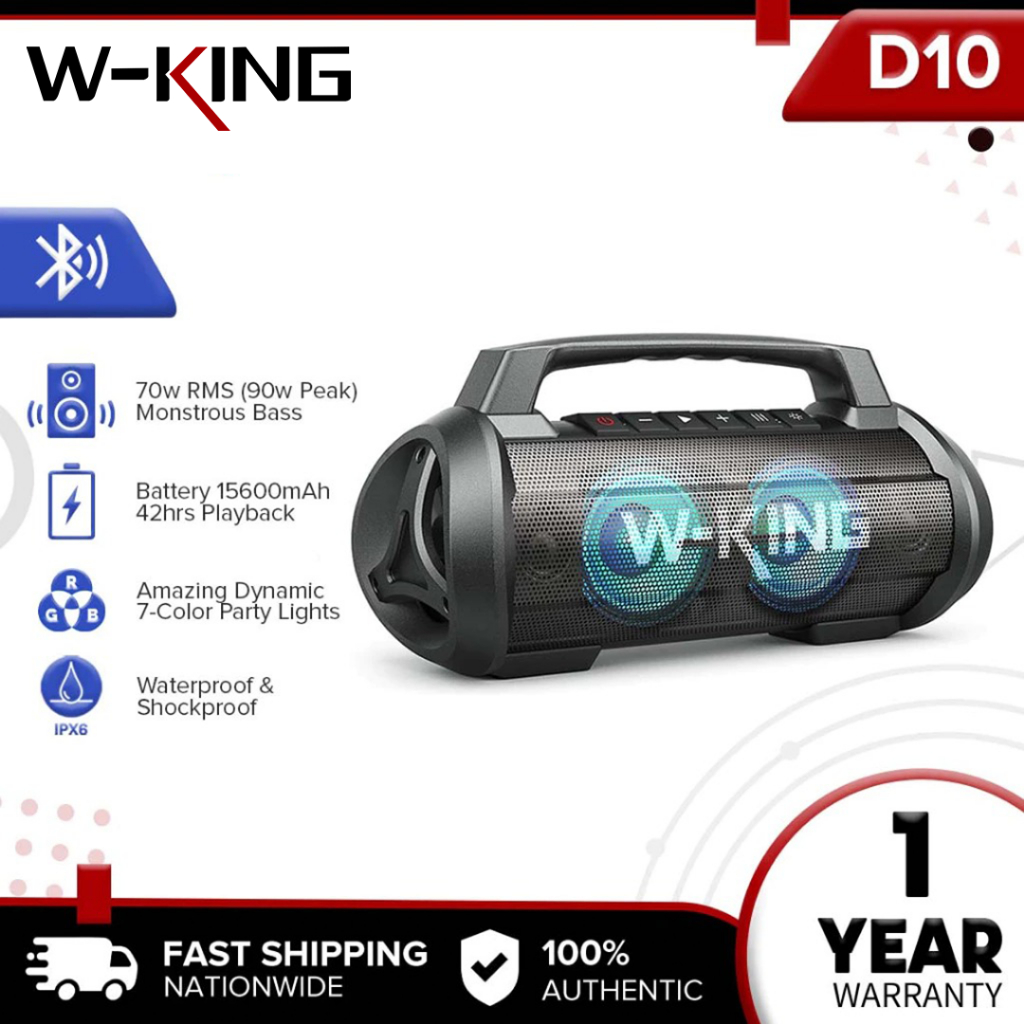 W-KING D10 Portable Bluetooth Speakers with Subwoofer 70W Waterproof ...
