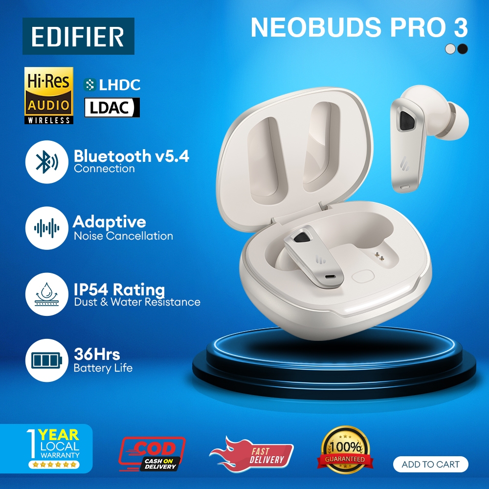 Edifier NeoBuds Pro 3 True Wireless Noise Cancelling Earbuds Up to 36 hours continue playback ...