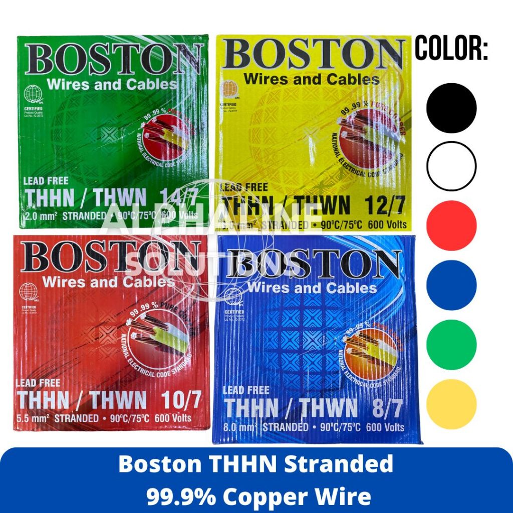 Boston THHN-THWN Stranded #14 #12 #10 #8 - 2.0mm 3.5mm 5.5mm 8.0mm Pure ...