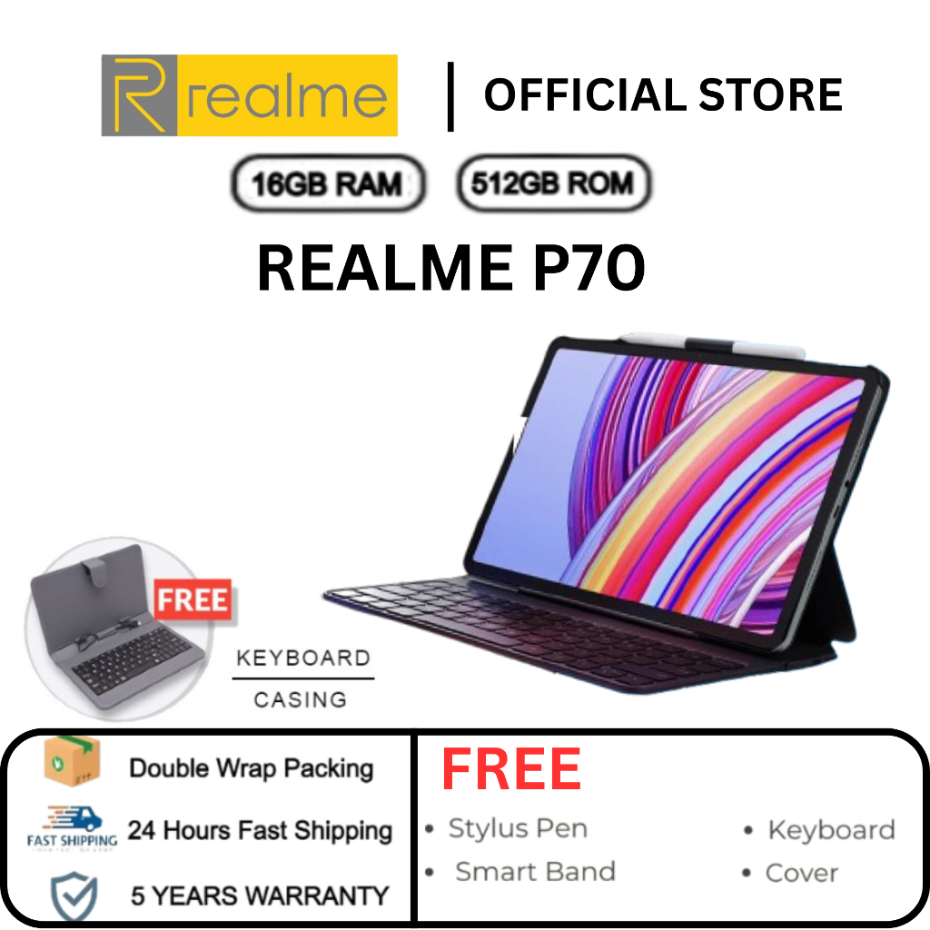 𝐑𝐞𝐚𝐥𝐦𝐞 Tablet P70 12.1 Inch Android 13.0 16GB RAM 512GB ROM Dual SIM 5G LTE WiFi 2.4/5G Android ...