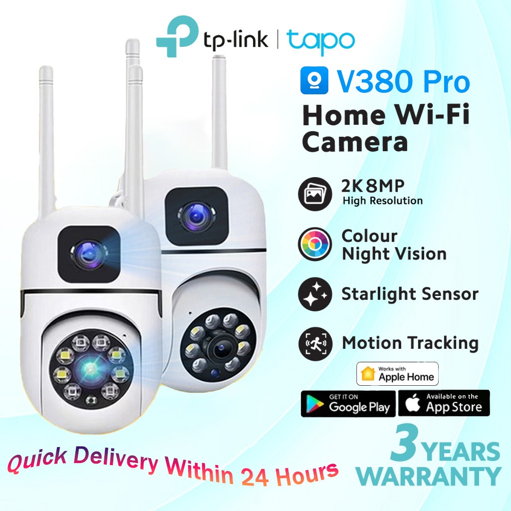 V380 Pro CCTV Camera 4K Dual Lens Night Visio Outdoor Waterproof WiFi ...