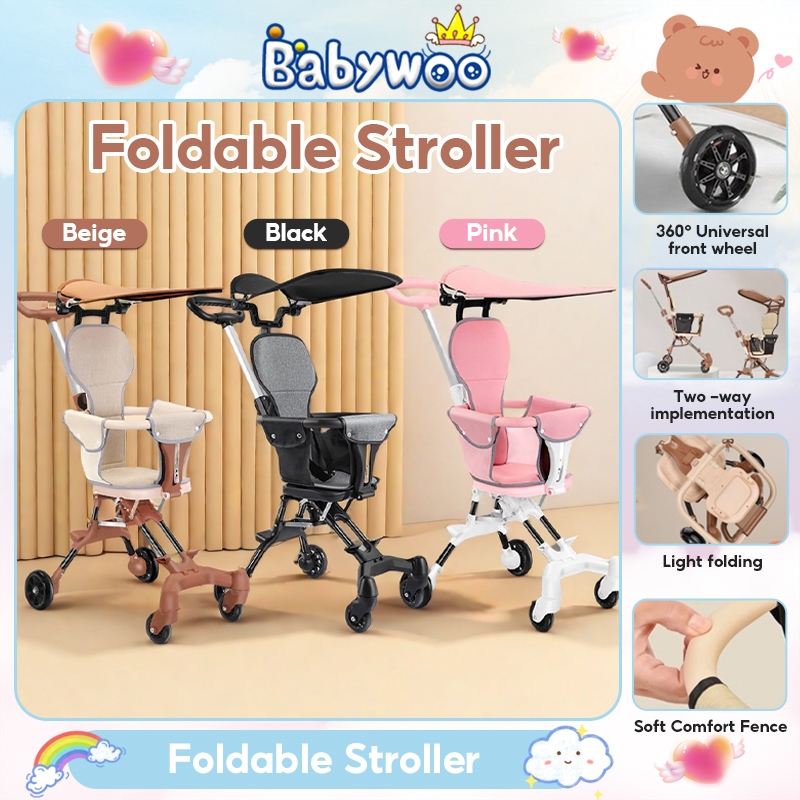 【Free Gifts】Baby Stroller Two-Way For Toddler Portable Foldable Lightweight Stroller Bike For ...