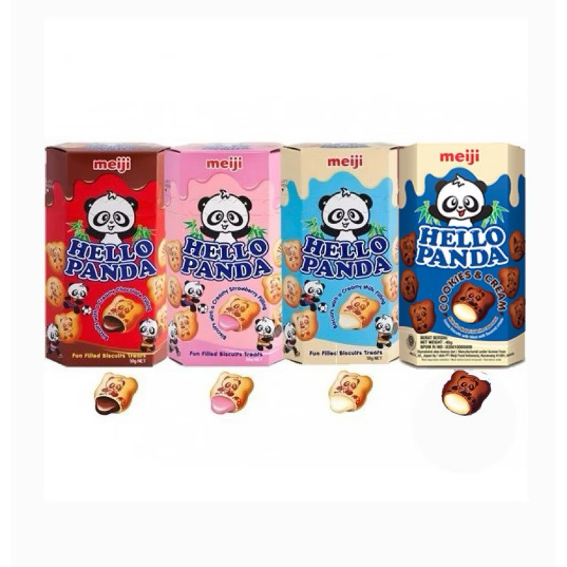 MEIJI HELLO PANDA MILK / CHOCOLATE FILLED BUSCUITS 43g | Shopee Philippines